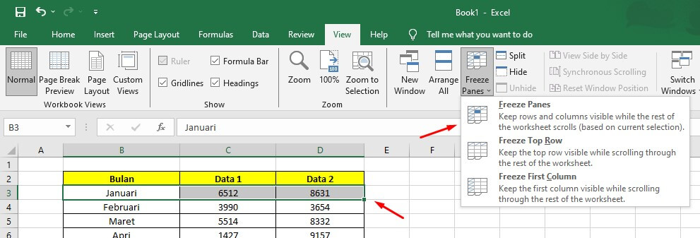 Cara Membuat Header Tidak Bergerak Ketika di Scroll di Excel Cara Membuat Header Tidak Bergerak Ketika di Scroll di Excel